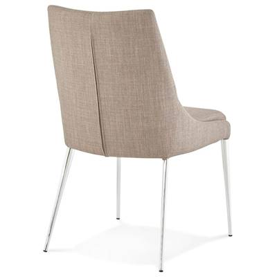 Chaise 'Nelson' tissu gris coussin rembourré 4 pieds chromé salle à ...