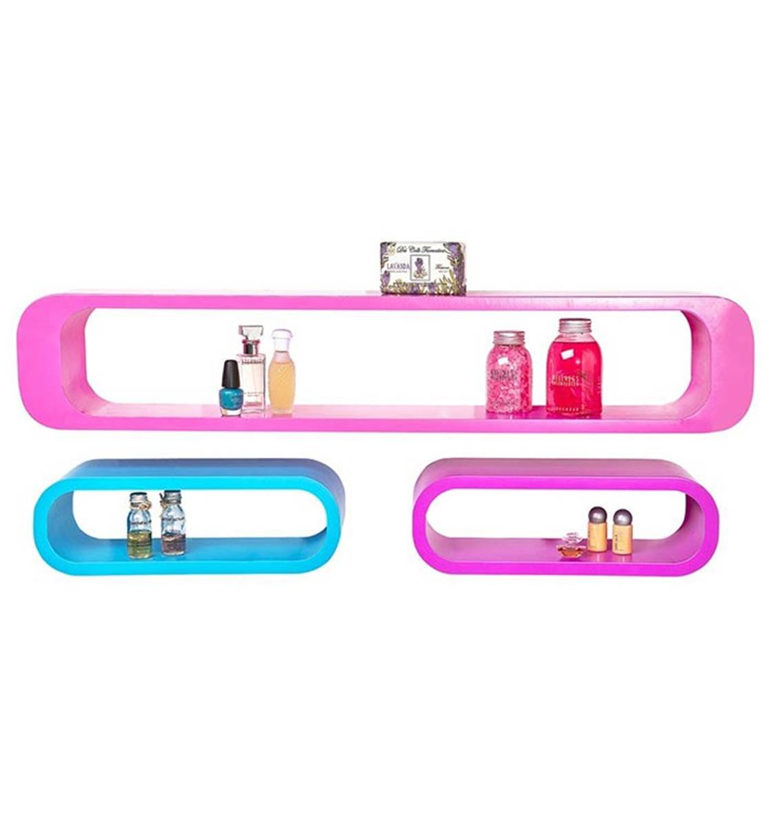 Etagères cubes murales design rose et bleu Set de 3 - Cube de rangement ...