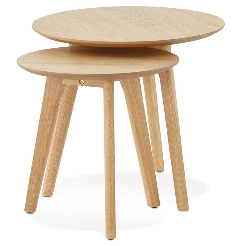 Tables basses scandinaves gigognes rondes 'Mukavä' en bois 3 pieds Ø 50 ...